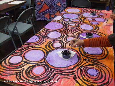 Rainbow Skies & Dragonflies: 3rd Grade - Collaborative Group Painting