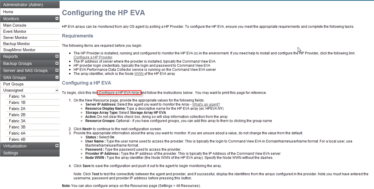 自由人、自由事: Solarwinds Storage Manager - HP EVA 設定篇