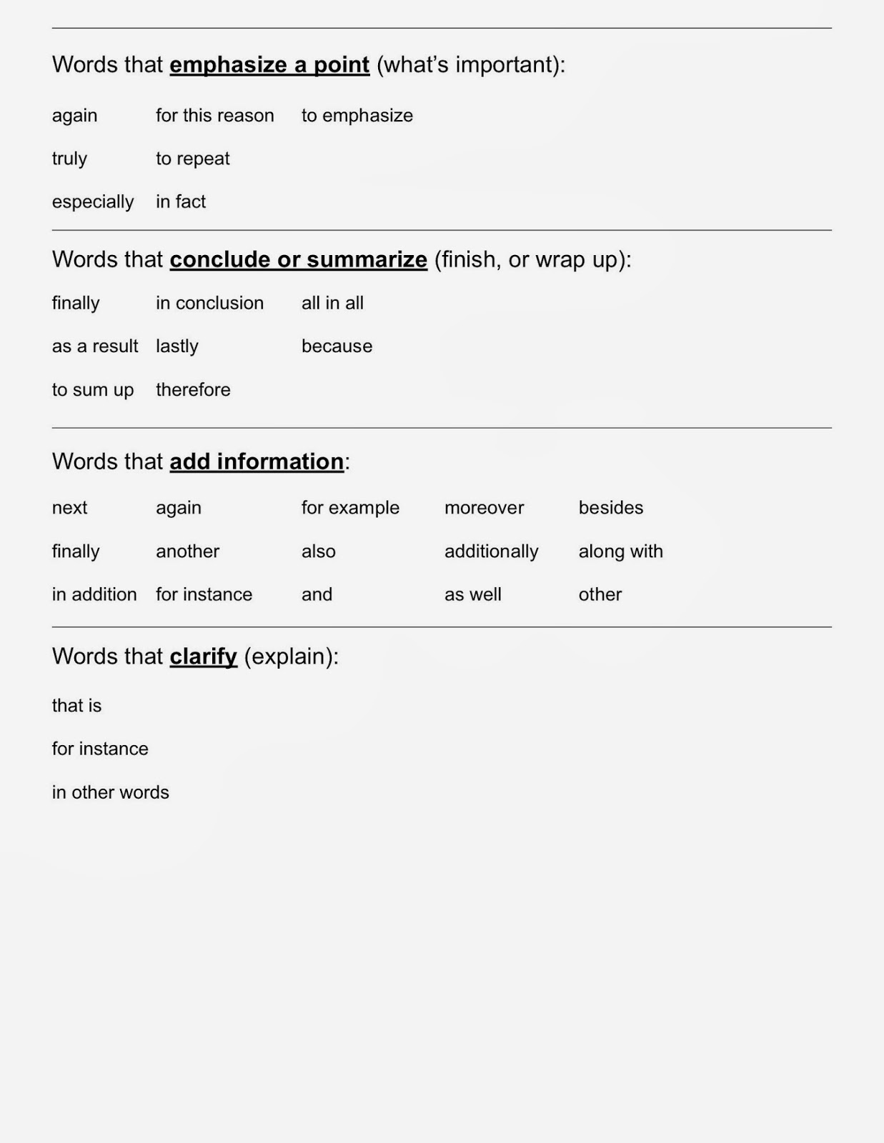 3rd Grade: Writing Flows With Transition Words