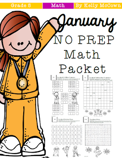 Kelly McCown: January NO PREP Math Packet {Grade 5}