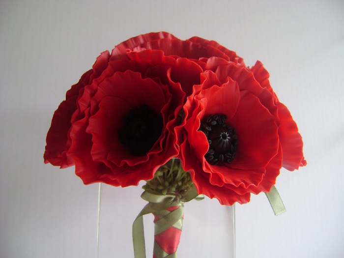 Clay Flowers by Parsi: Red Poppy Bouquet