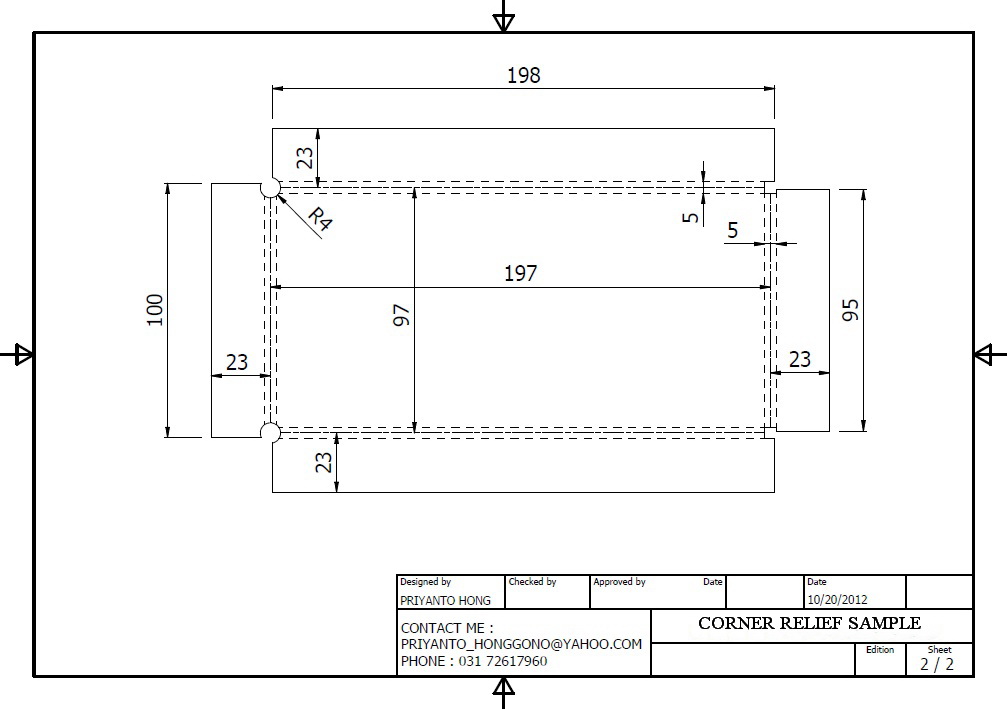 PRICAD: CORNER RELIEF METAL SHEET FABRICATION - WITH LASER CUTTING ...