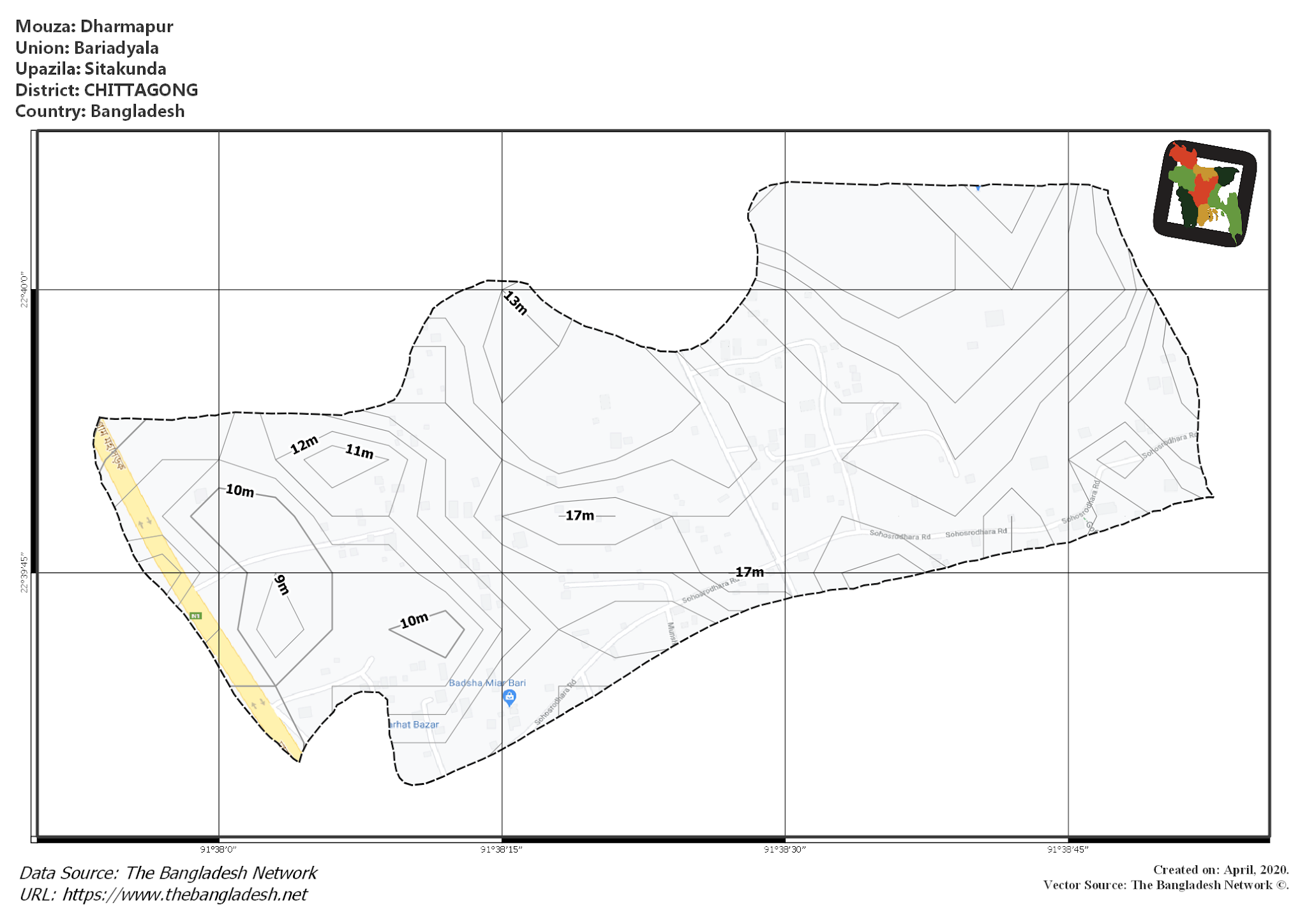 Map of Dharmapur Mouza, Sitakunda, Chittagong