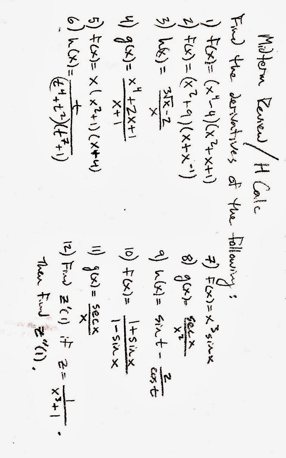 Mr. Suominen's Math Homepage: Honors Calculus 10/27/13
