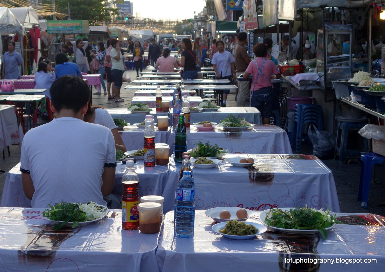Tofu Photography: Tables at the Night Market in Khon Kaen, Thailand