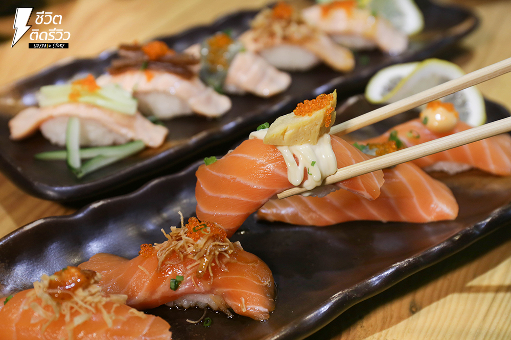 บุฟเฟ่ต์แซลม่อน 599฿ ไป 4 คน ฟรีบุฟเฟ่ต์เบียร์ไม่อั้น @ร้าน OKAMI SUSHI ...