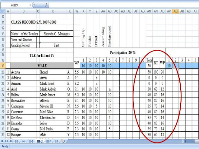 Sir Sherwin's Computer Tutorial: Grading Sheet for teachers