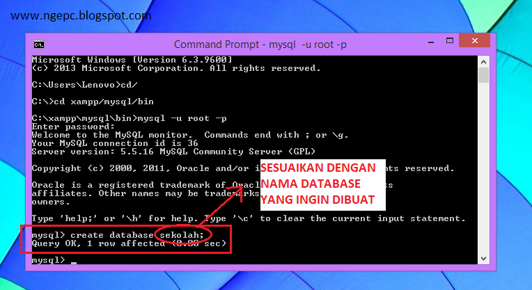 Cara Membuat Database Baru Di Cmd ~ Tutorial Komputer