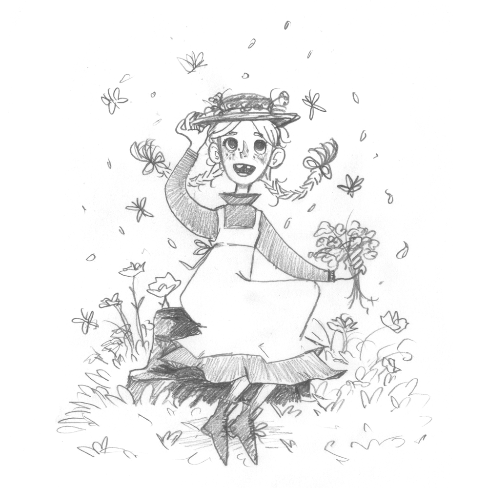 Serena L. Illustrator: Anne of Green Gables, Pencil and Colour Sketch