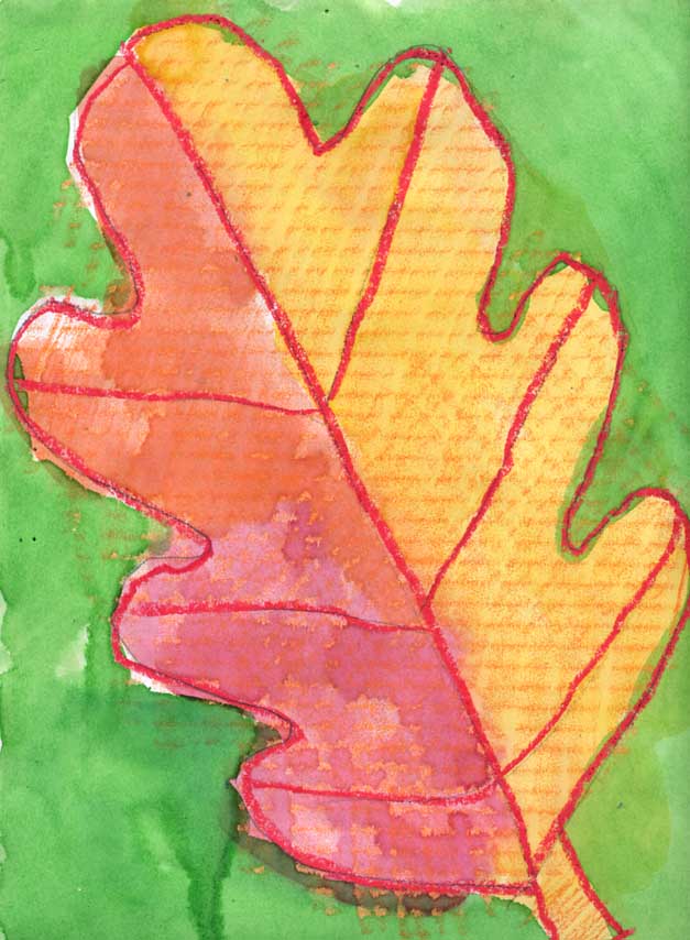 Watercolor Crayon Resist Leaf - Art Projects for Kids