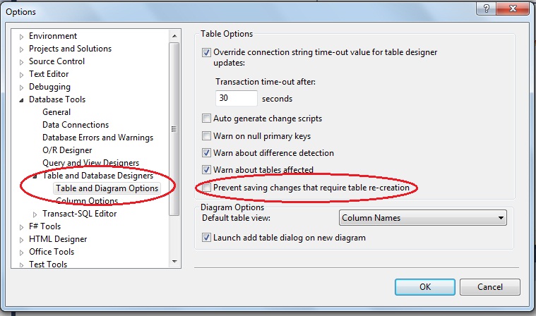 No Se Puede Modificar La Tabla En Sql Server 2008