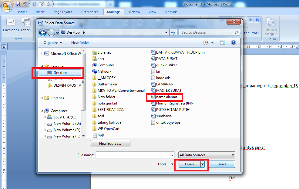 CARA MEMBUAT MAIL MERGE DI MS WORD 2007 - BELAJAR MENGETIK DI KOMPUTER