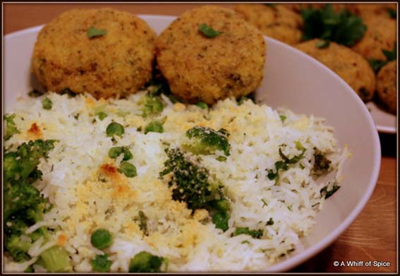 Brazilian Cod Fish Balls with Emerald Rice