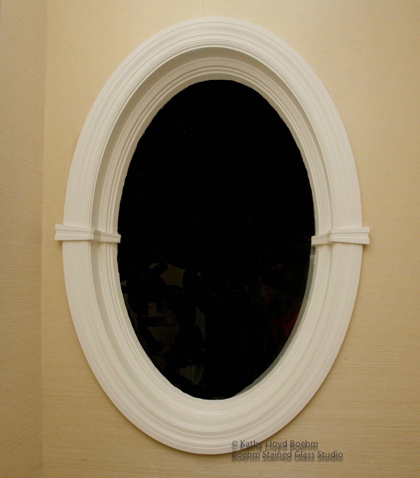 Boehm Stained Glass Blog: Oval window with Bevels and Gems - Design and ...