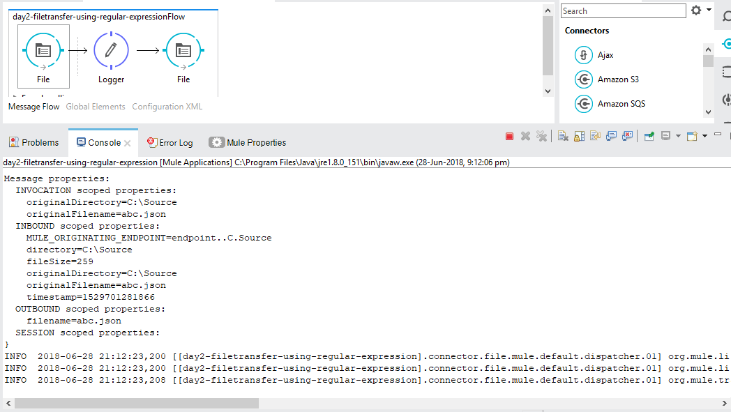 Mule Esb Second Tutorial File Transfer Using Regular Expression In Mule Esb Nested Code