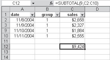 Use the SUBTOTAL function to sum a filtered list - Basic Statistical ...