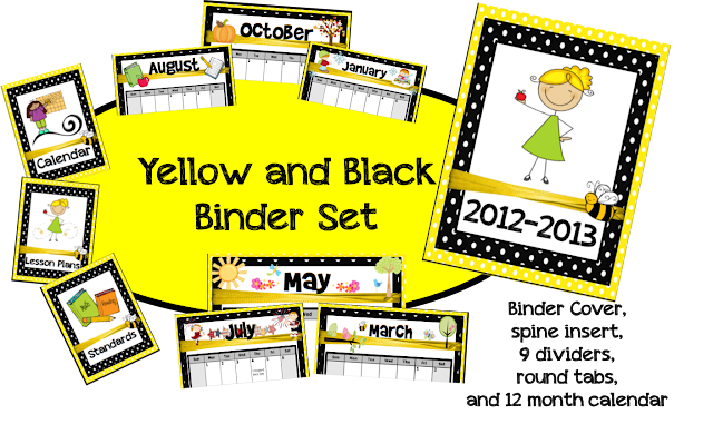 Classroom Freebies Too: Another Binder Set - Yellow and Black!!