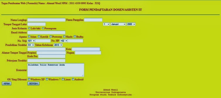COntoh Formulir sederhana | take and give