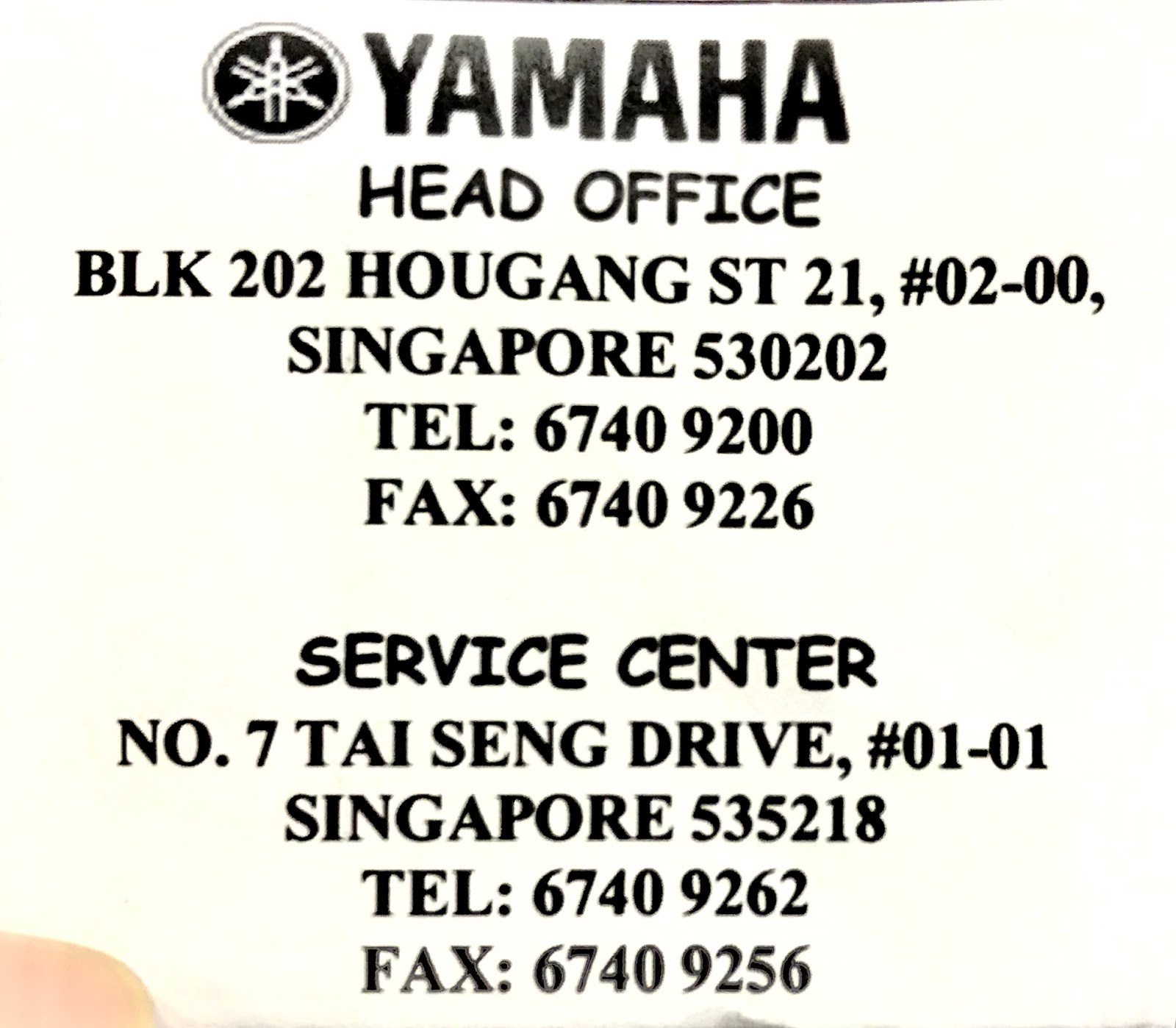 Chang's Musings: Yamaha service centre