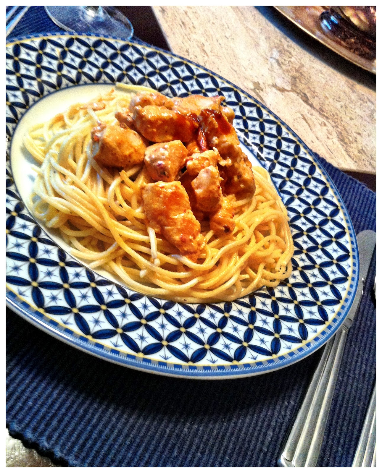 Recetas SabroSosas: Spaguetti con pollo y Crema al chipotle