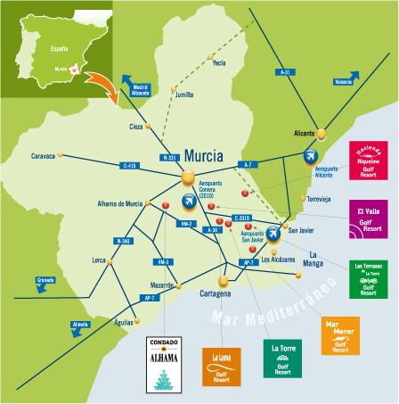 Murcia Tourism Map Area | Map of Spain Tourism Region and Topography