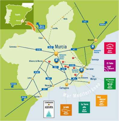 Murcia Tourism Map Area | Map of Spain Tourism Region and Topography