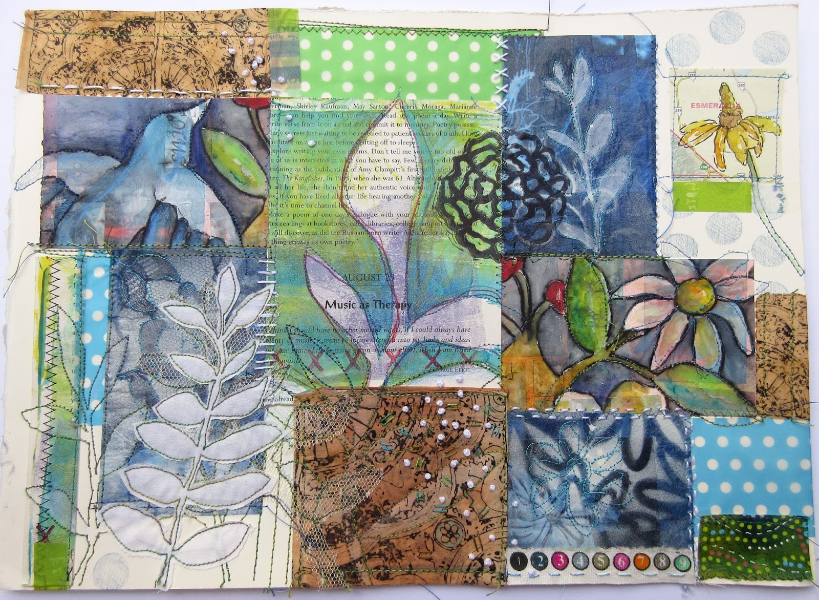 JaneVille: "Back to the Garden" a mixed media stitched collage