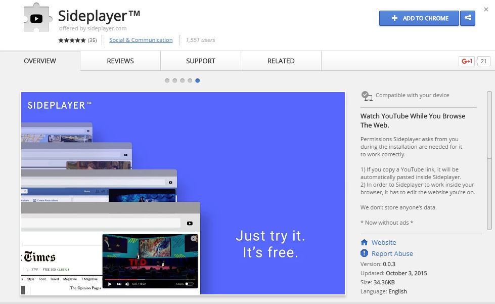 SidePlayer浏览网页同时看 YouTube - 科技先锋队