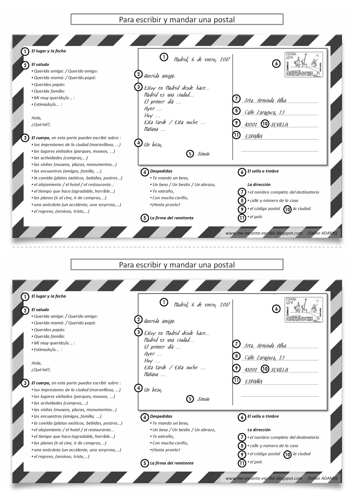 Me encanta escribir en español: La tarjeta postal