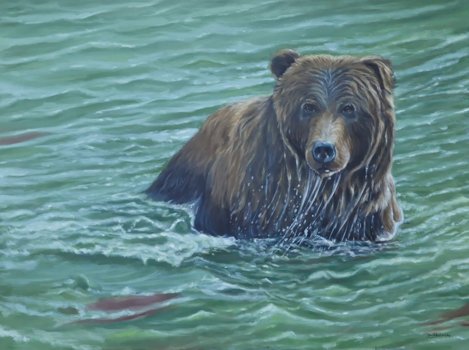 My Painted Life: Grizzly Bear painting in progress shot and finished!!