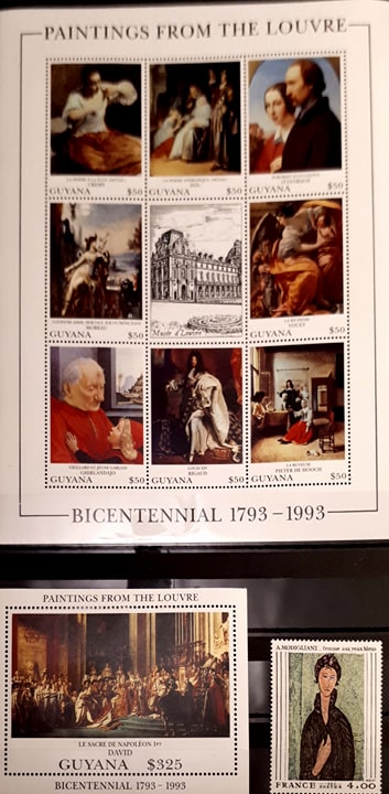 Stamps and albums for sale: Louvre paintings stamps