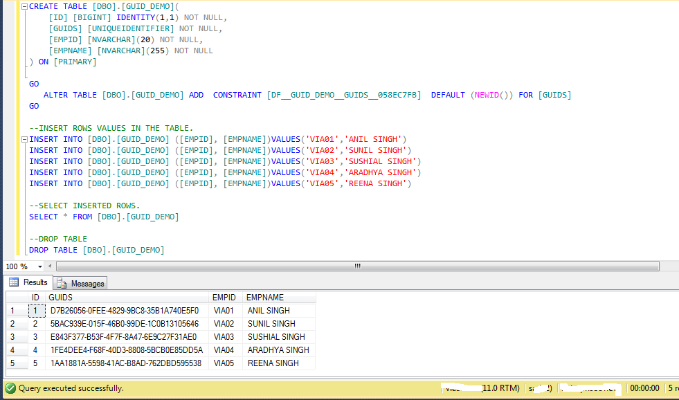 Sql Server Uniqueidentifier Guid Auto Generated