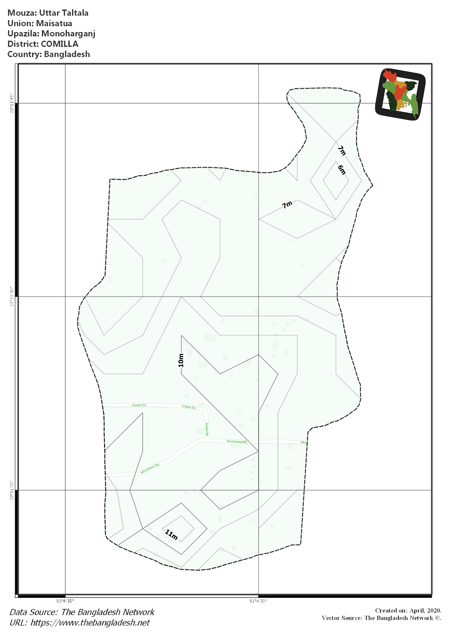 Map of Uttar Taltala Mouza, Monoharganj, Comilla
