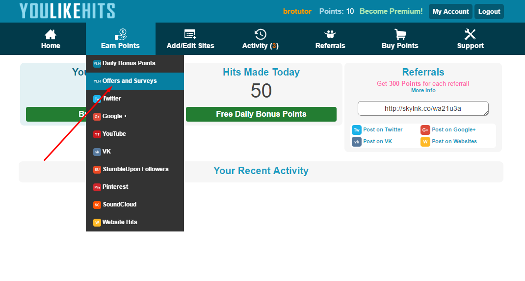 Cara Mendaftar & Mendapatkan Points Dari YouLikeHits – Brotutor