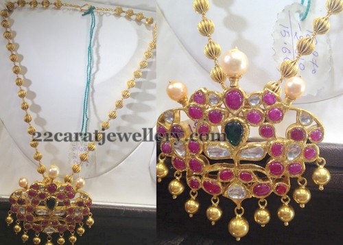Simple Gold Ruby Set 18 Gms - Jewellery Designs
