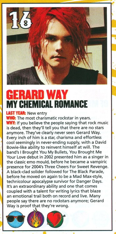 MCRmy Venezuela.: [SCAN] Gerard Way en Kerrang "50 Rockstars más ...