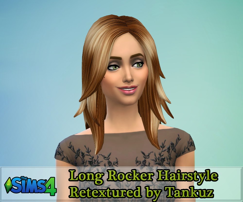 Tankuz Sims 3 Blog: The Sims 4. Long Rocker Hairstyle Retextured by Tankuz