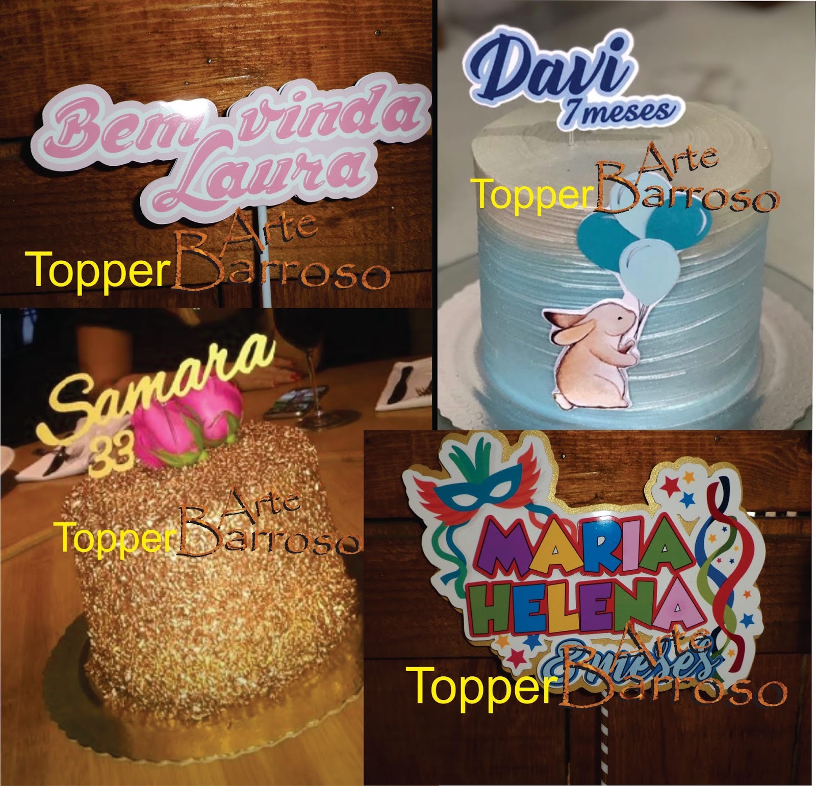 ARTE BARROSO: Topos de Bolo personalizados