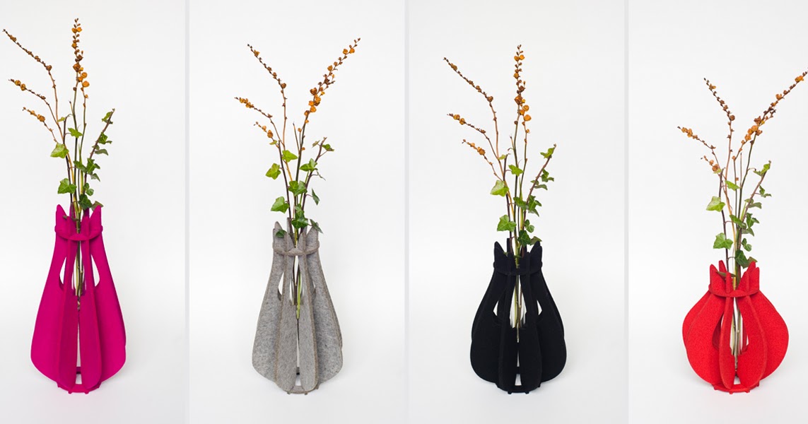 Chromatophobic: Wool Felt Vases That Pack Flat