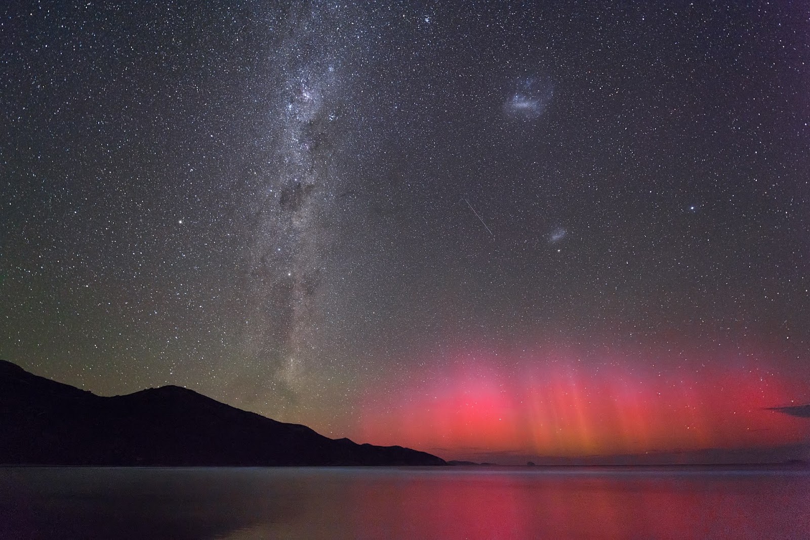 Aurora, Milky Way Galaxy, Large Magellanic Cloud Galaxy and Small ...