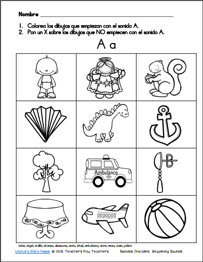 Mommy Maestra: Free Download: Beginning Sounds in Spanish Homework Book ...