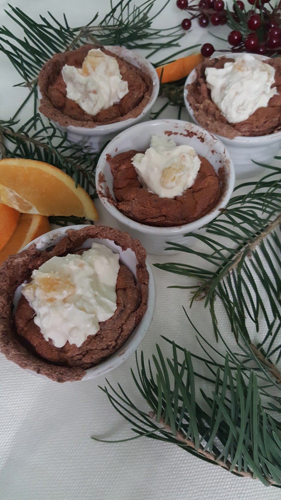 Chocolate Soufflé with Orange Cream