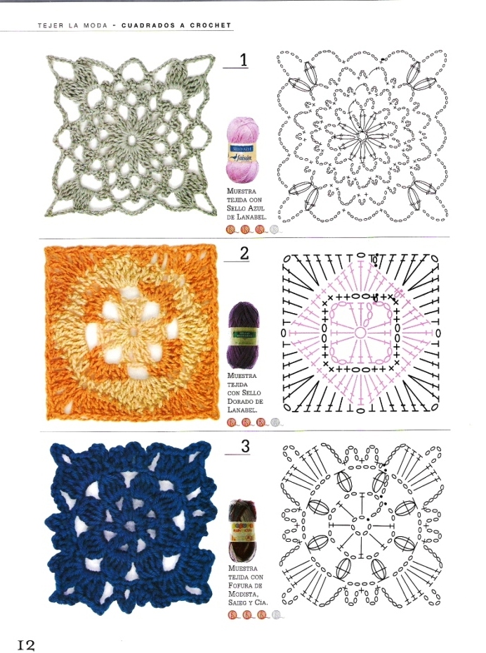 SOLO PUNTOS: cuadrados crochet