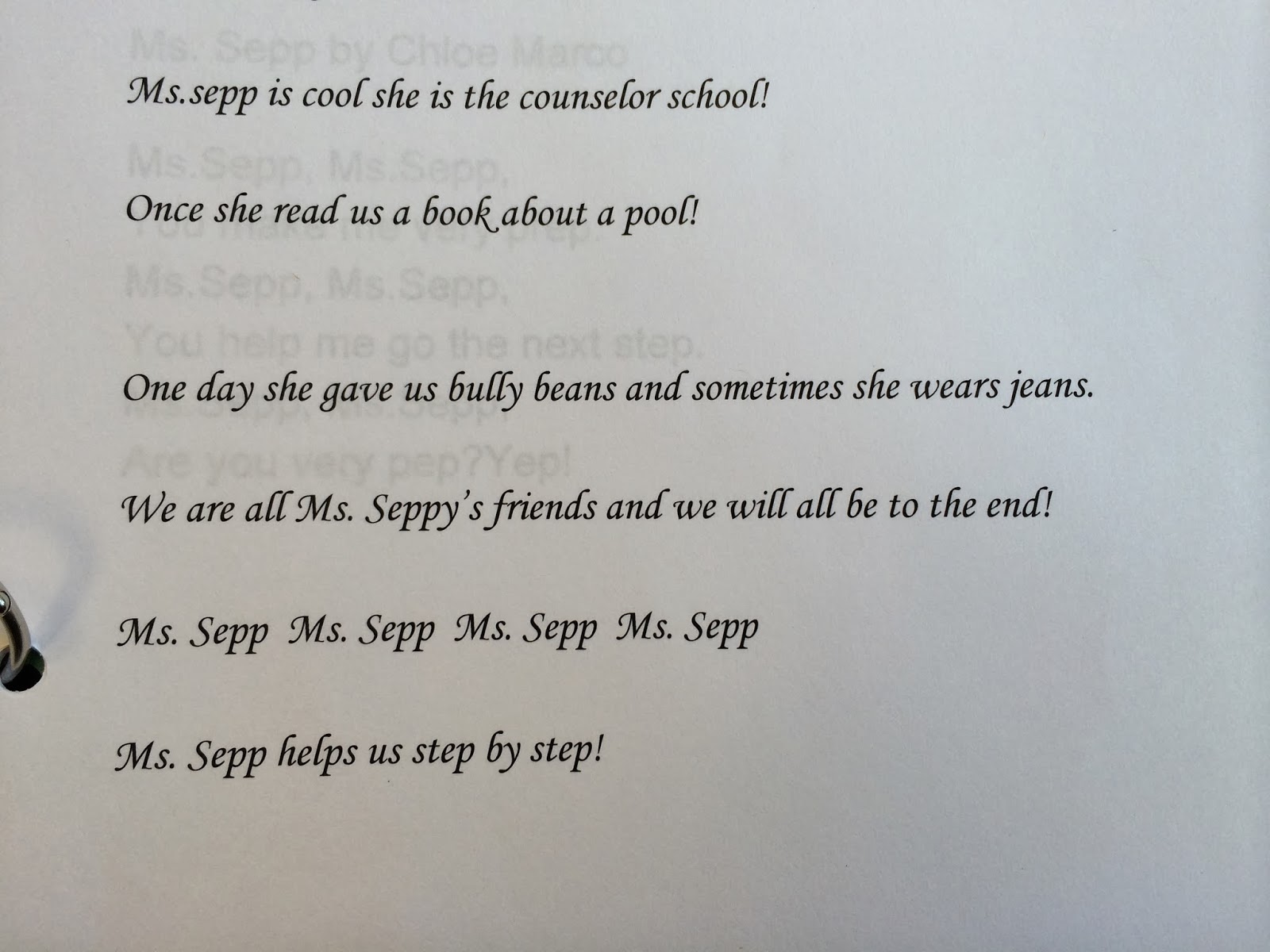 Ms. Sepp's Counselor Corner: Our Caring Counselor: A Book of Poems