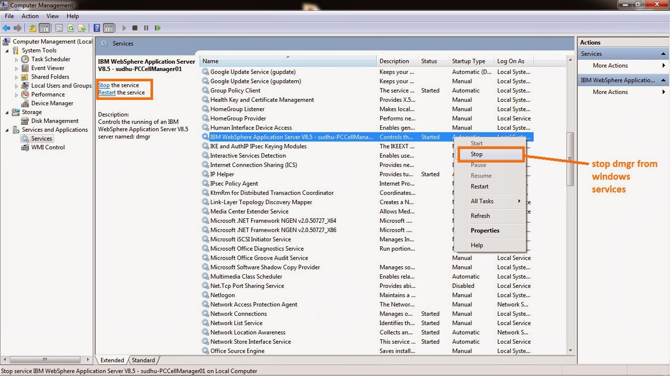IBM WebSphere Application Server: start and stop the Deployment manager (dmgr) in IBM WebSphere ...
