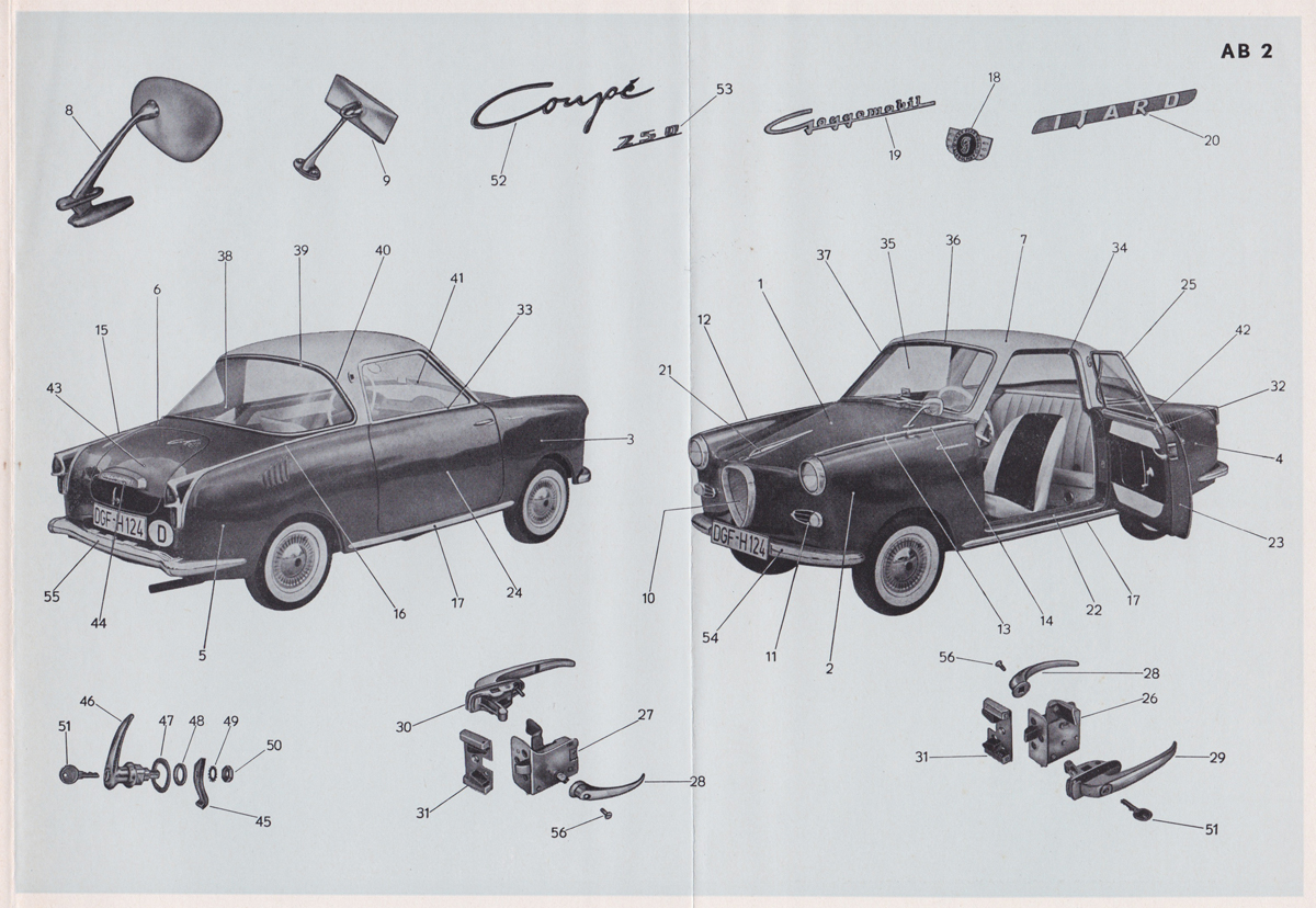 BZ's BMW Isetta 300's: Goggomobil T TS TL Parts Diagrams