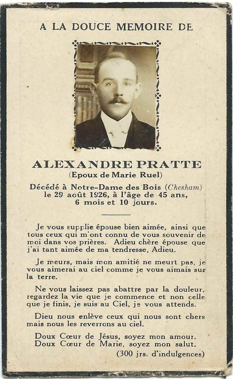 Heirlooms Reunited: Memorial Card of Alexandre Pratt, Died August 29 ...
