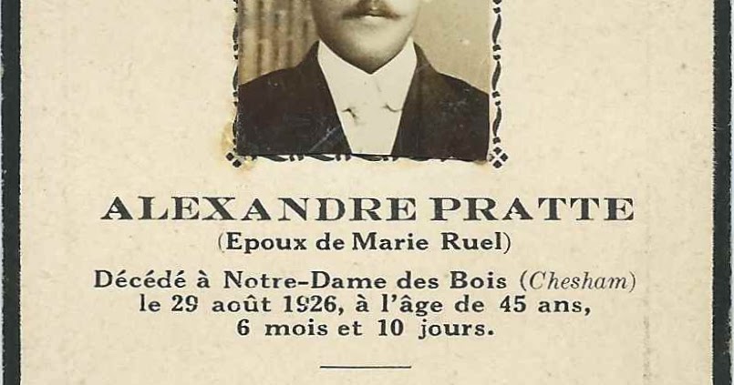Heirlooms Reunited: Memorial Card of Alexandre Pratt, Died August 29 ...