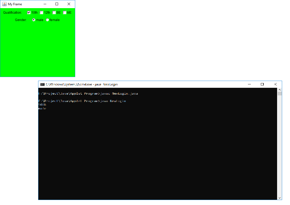 99 Checkbox And Radio Buttons In Awt In Java ~ Coding Atharva