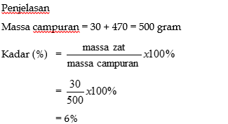Contoh Penyelesaian Soal Kadar Zat